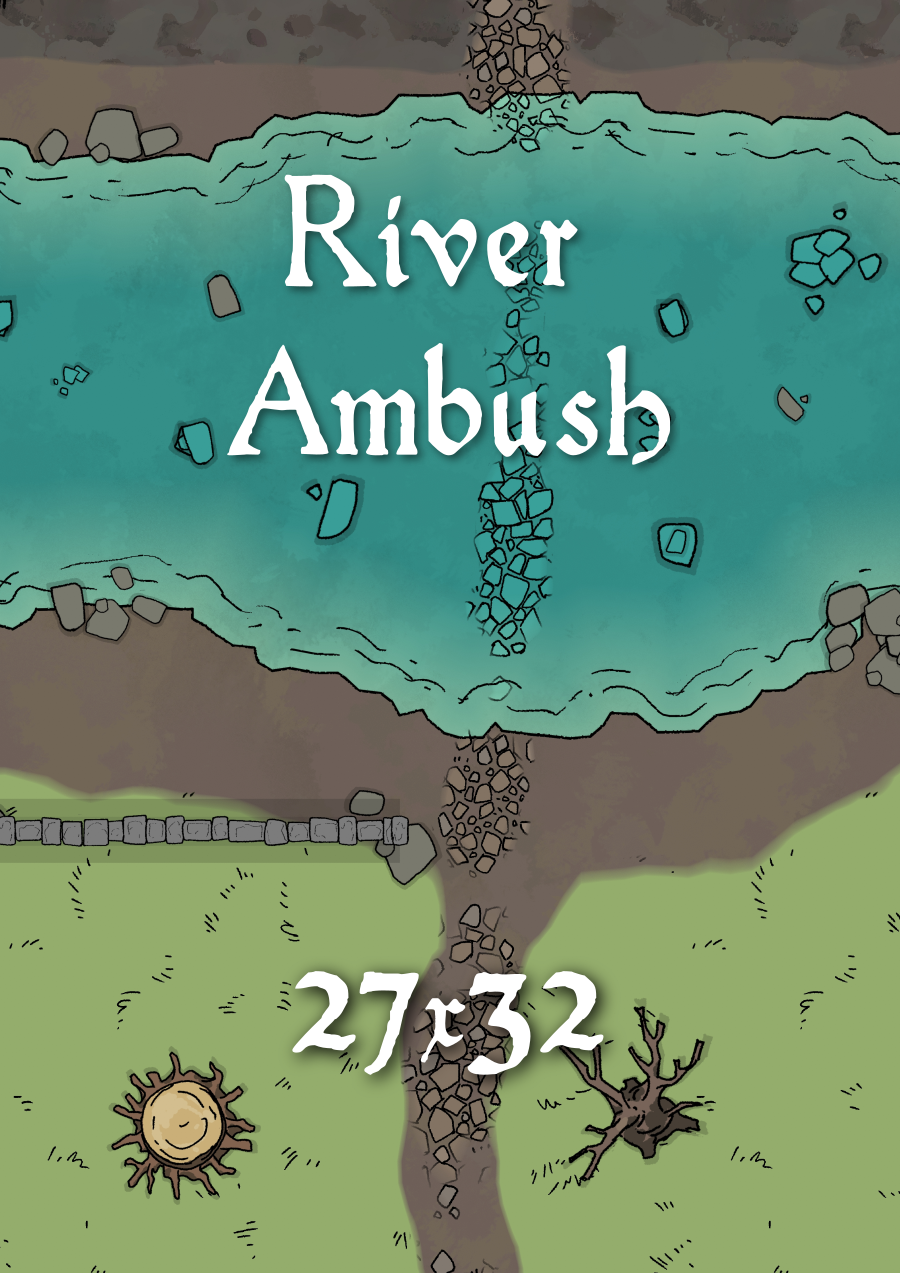 32x27 Battlemap - River Ambush - HisCursedness | Maps | DriveThruRPG