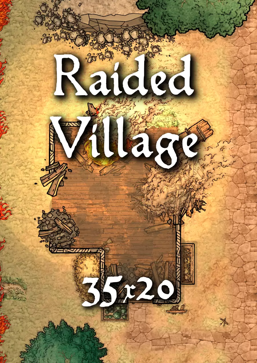 Battlemap - Raided Village - HisCursedness | Maps | DriveThruRPG