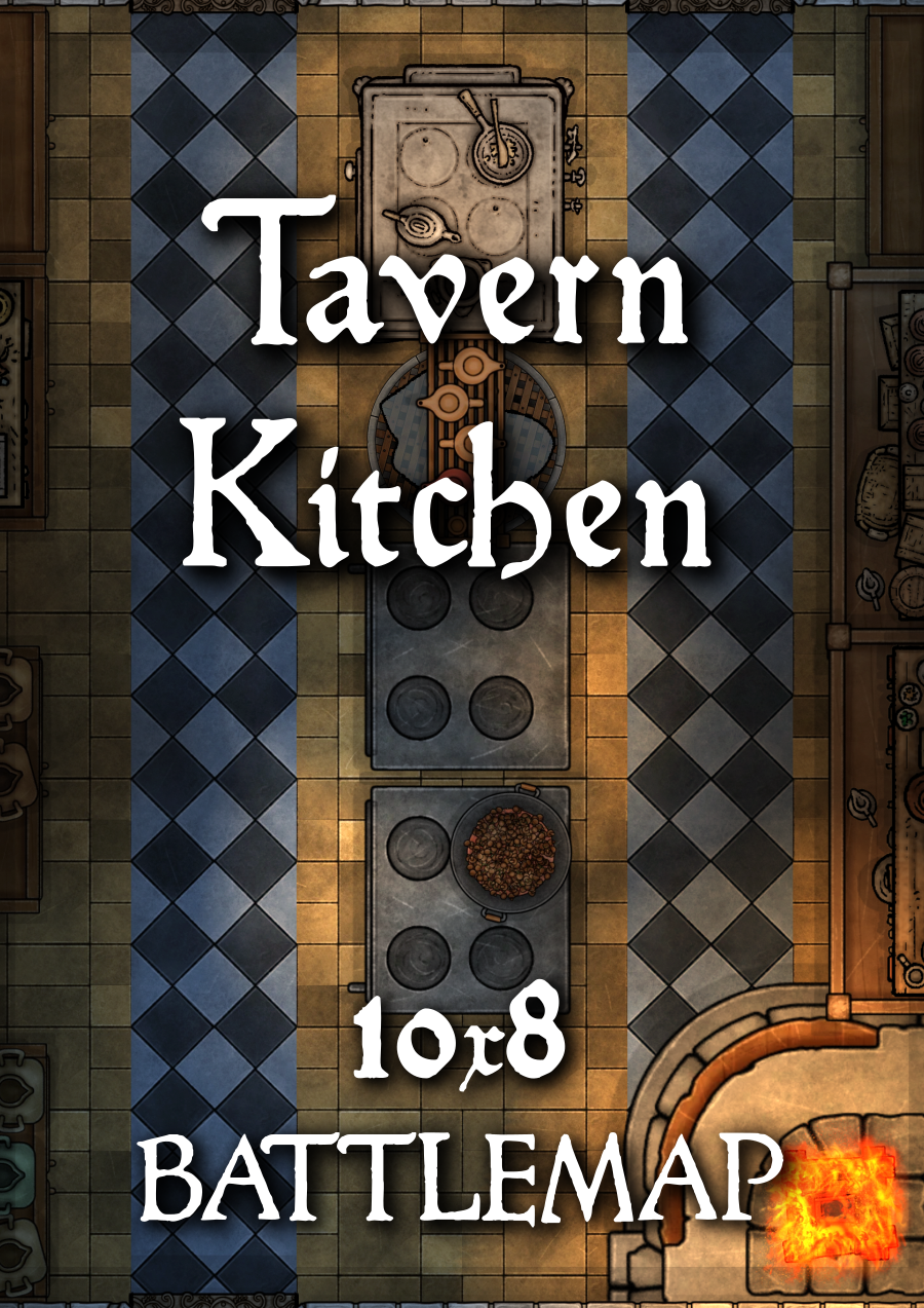 10x8 Battlemap - Tavern Kitchen - HisCursedness | Maps | DriveThruRPG