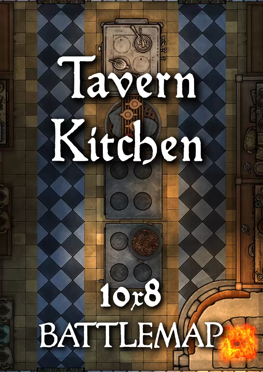 10x8 Battlemap - Tavern Kitchen - HisCursedness | Maps | DriveThruRPG