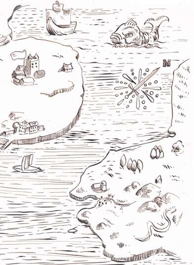 Continental Coast Sepia Linework Fantasy Map - PencilSword Studios ...