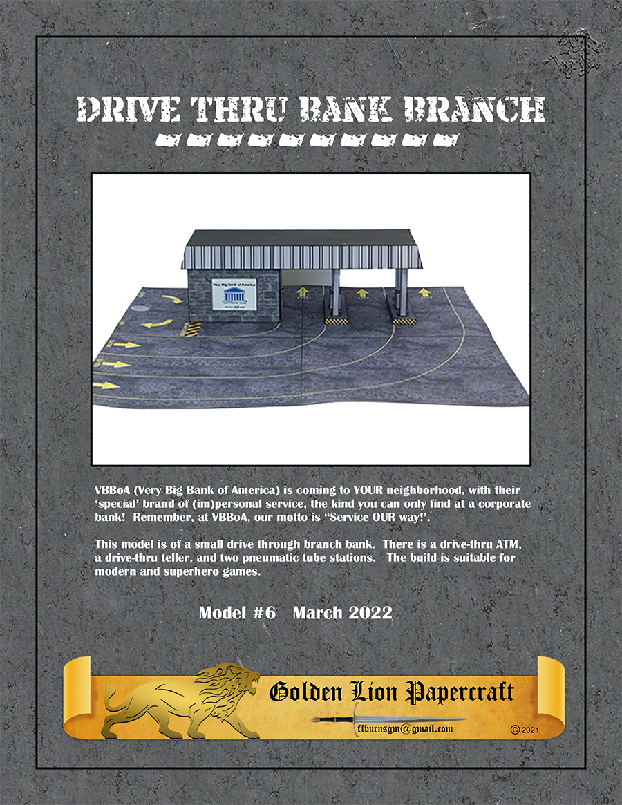 Drive-Thru Bank Branch - Golden Lion Papercraft | DriveThruRPG
