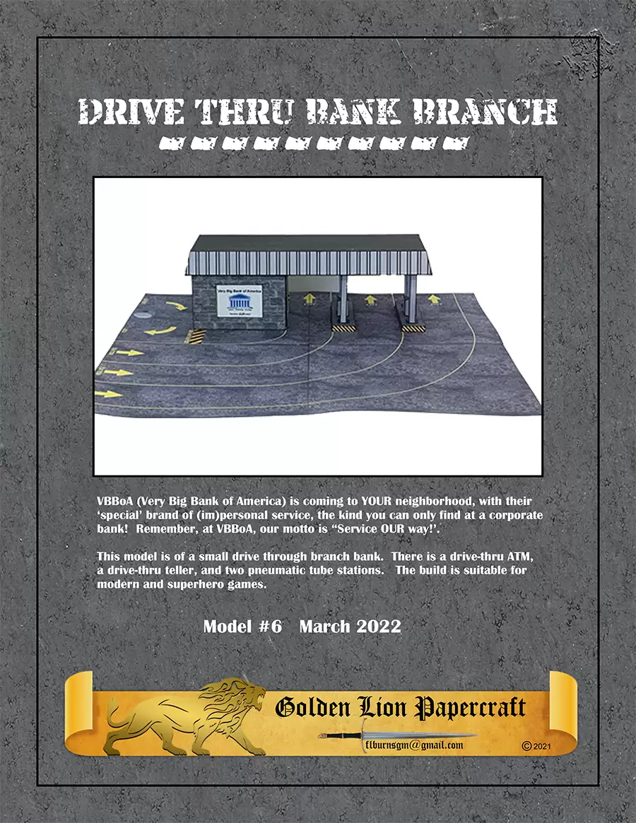 Drive-Thru Bank Branch - Golden Lion Papercraft | DriveThruRPG
