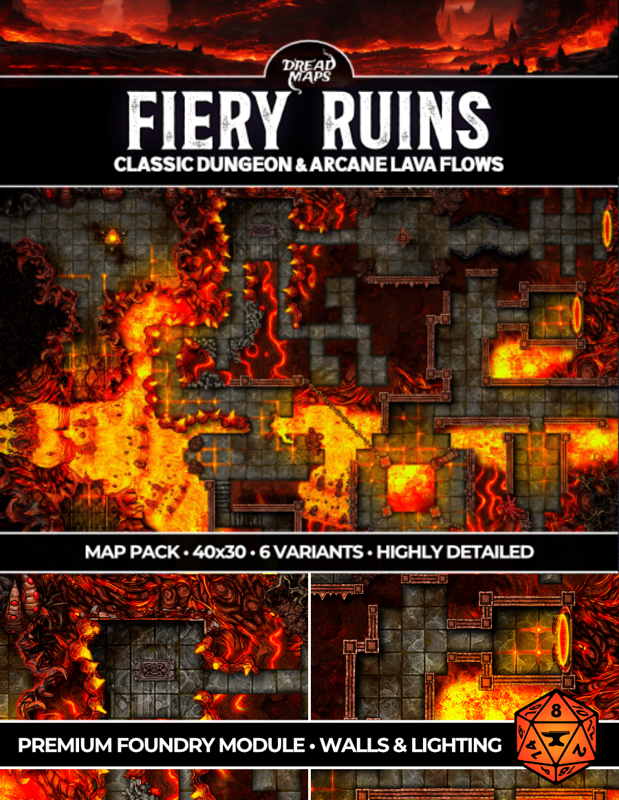 Fiery Ruins - Infernal Flame and Lava Dungeon (Foundry VTT) - Dreadmaps ...