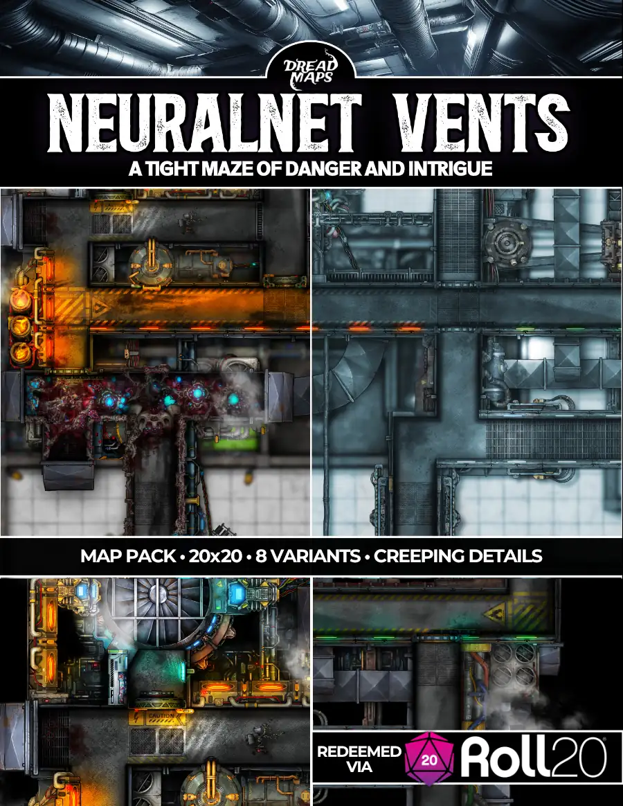 NeuralNet Vents - A Tight Maze Battlemap of Air Ducts Danger Heist ...