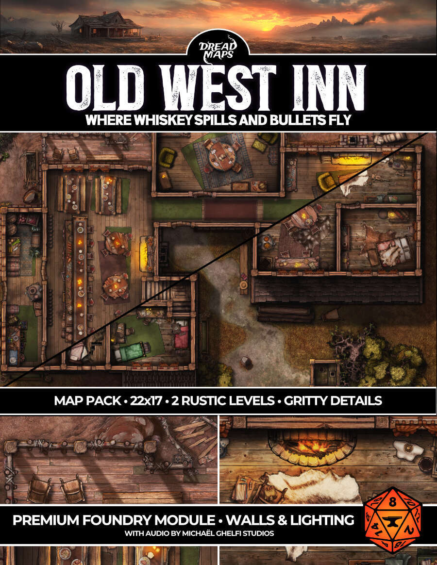 Old West Inn - 2 Level Western Saloon Bar Tavern Inn Battlemap (Foundry ...
