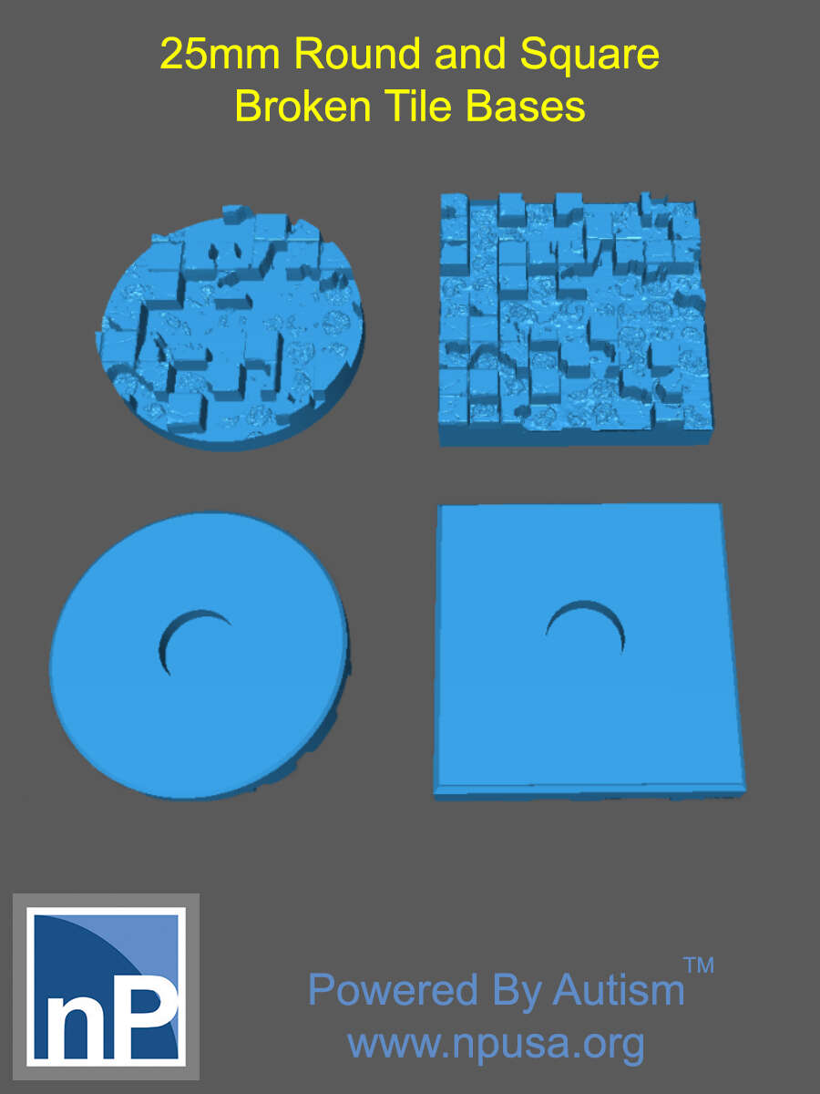 25mm Round and Square Broken Tile Bases - nonPareil | DriveThruRPG