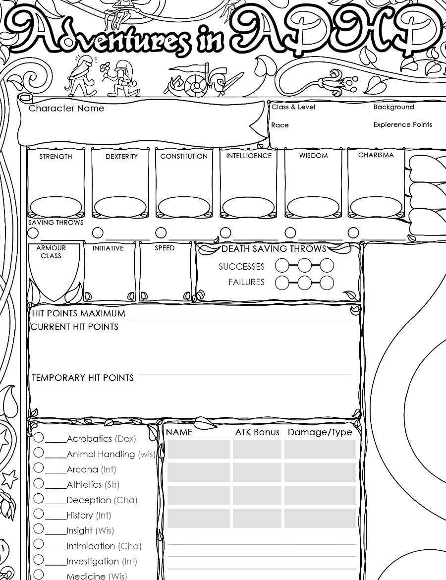 ADHD Character Sheet - Awfully Queer Heroes | DriveThruRPG