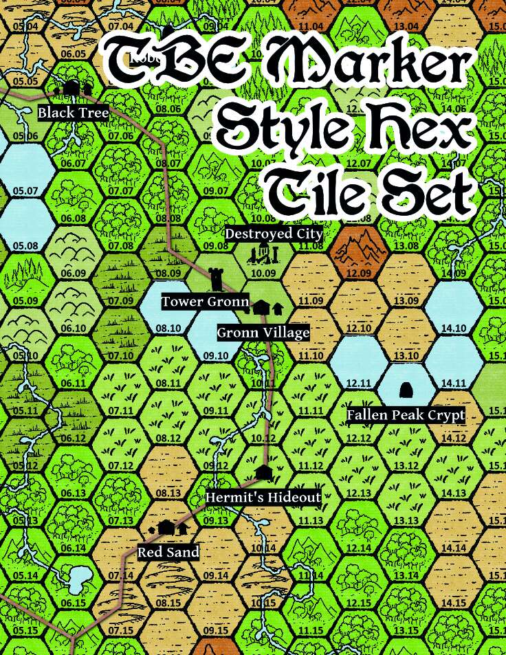 TBE's Basic Marker Hex Map Tile Set - The Basic Expert | DriveThruRPG