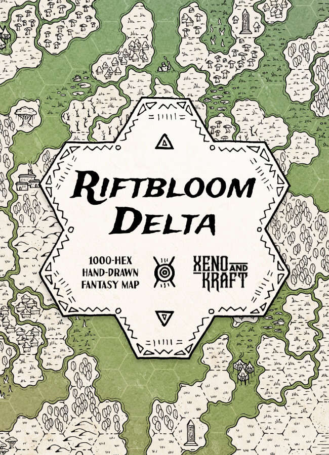 Riftbloom Delta: a hand-drawn, 1000-hex fantasy world map - Xeno & Kraft | Xeno & Kraft ...