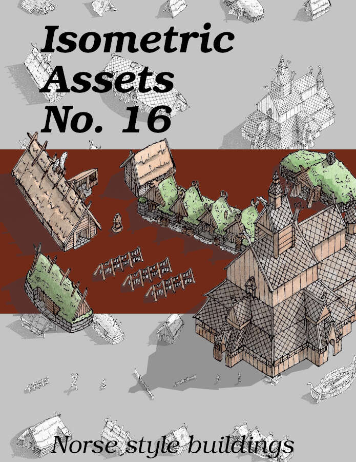 Isometric Assets No. 16, Norse style buildings - Minish Cartography ...