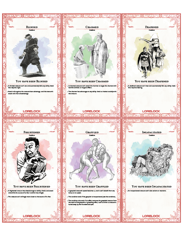5e Illustrated Condition Cards - Lorelock | DriveThruRPG