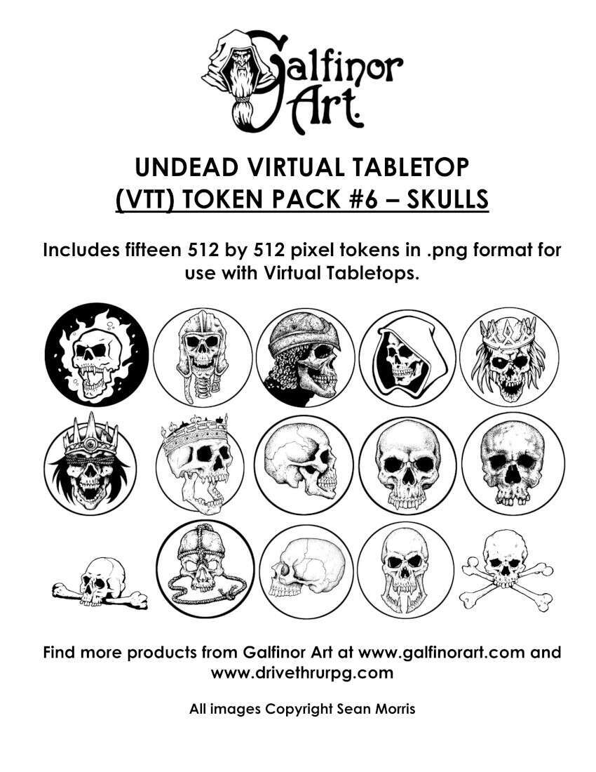 Undead Token Bundle #6: Skulls - Galfinor Art | DriveThruRPG