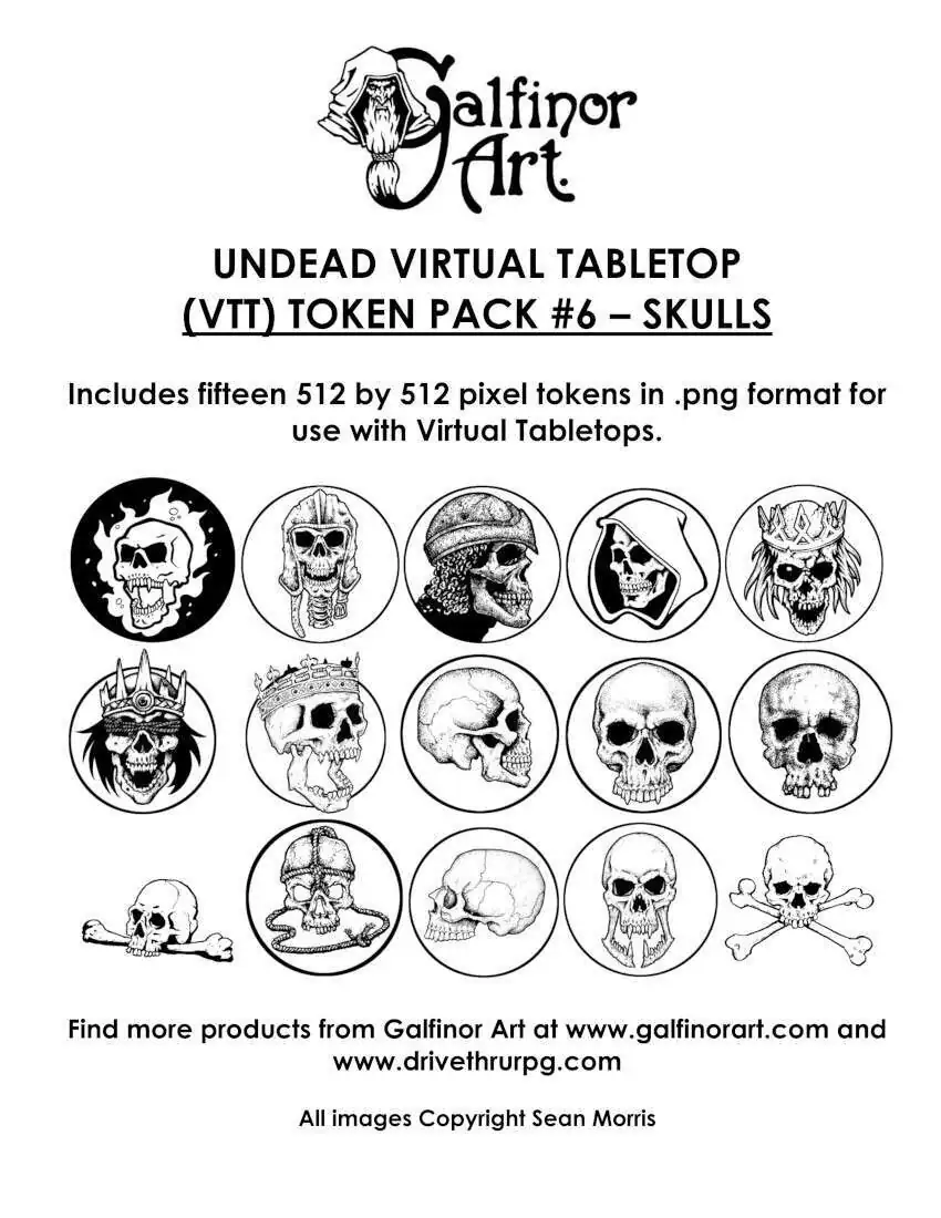 Undead Token Bundle #6: Skulls - Galfinor Art | DriveThruRPG