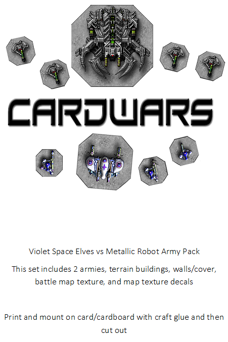 Top Down Sci-Fi Violet Space Elves vs Metallic Robots Army Battle Set ...