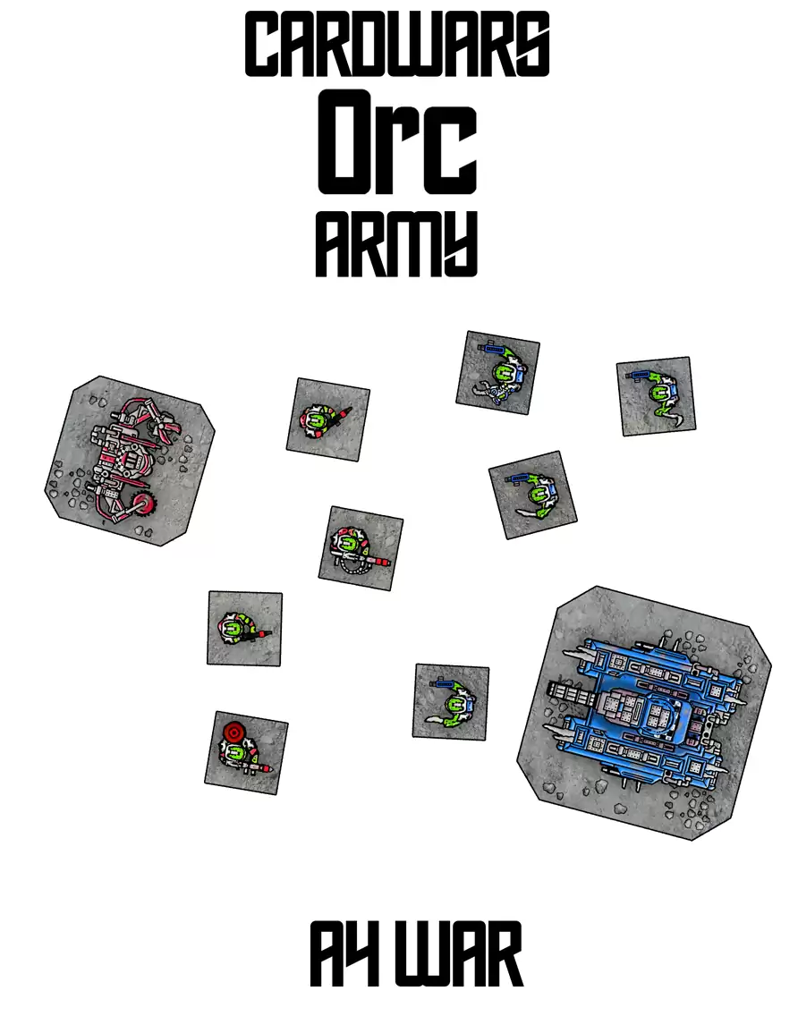 Top-Down Sci-Fi A4WAR Orc Army Battle Set Tokens - CARDWARS | DriveThruRPG