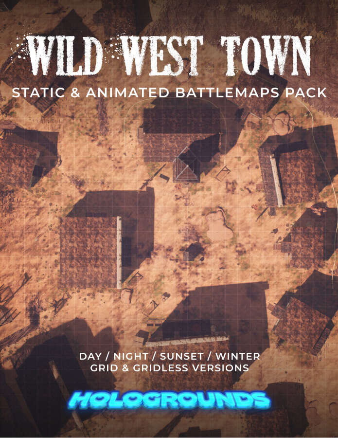 Wild West Town Static & Animated Battlemaps Pack (4 variants ...