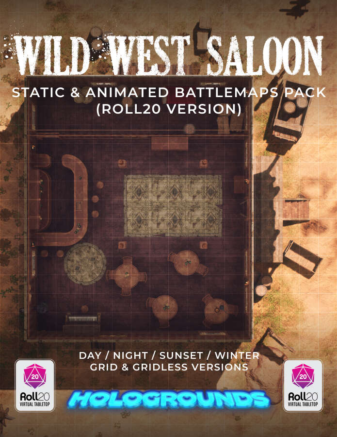 Wild West Saloon Static & Animated Battlemaps Pack (4 variants ...
