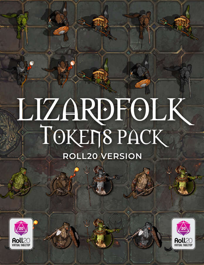 Lizardfolk Animated Tokens Pack (45 tokens) | Roll20 - HoloGrounds | Roll20 Tokens | DriveThruRPG