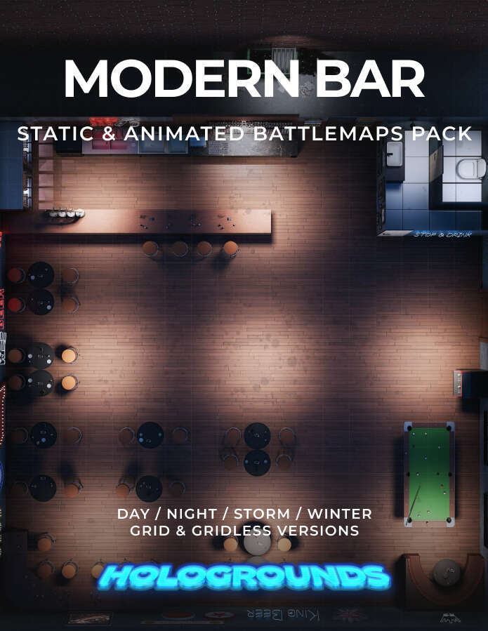Modern Bar Static & Animated Battlemaps Pack (4 variants) - HoloGrounds ...