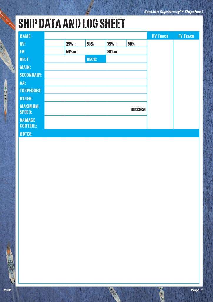 SeaLion Supremacy Blank Ship sheet - FSpace Publications | SeaLion ...