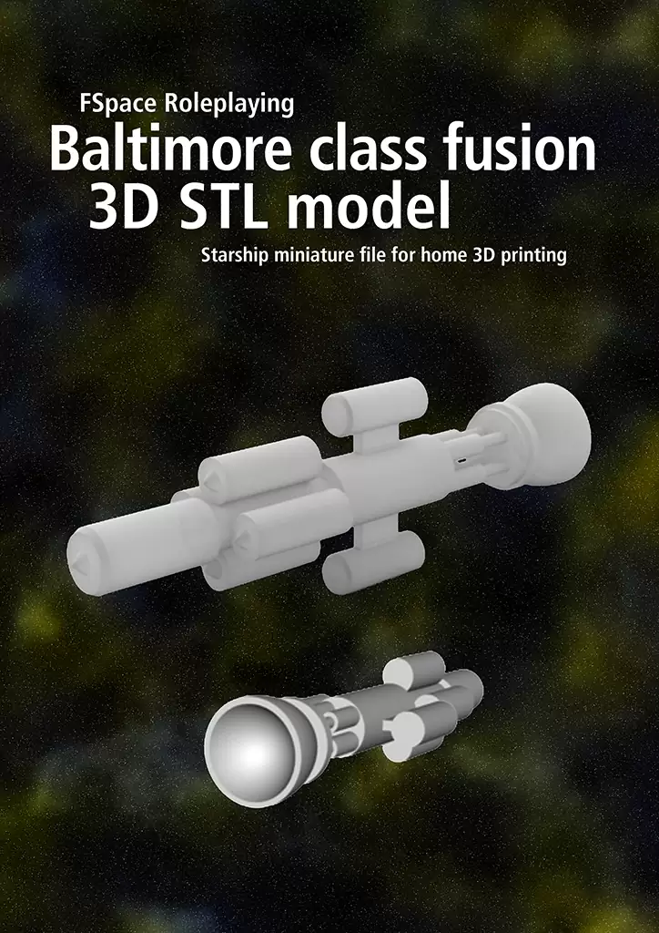 Baltimore class Battlecruiser with fusion pulse engine 3D STL model ...