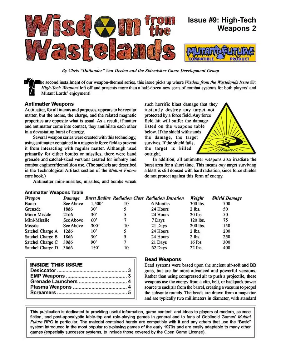 Wisdom from the Wastelands Issue #9: High-Tech Weapons 2 - Skirmisher ...