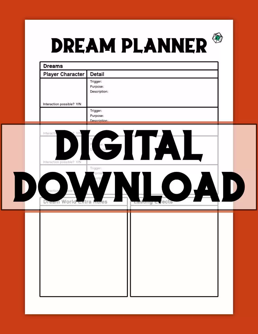TTRPG Dream Planner - Game Master Planning Aide - Rolerunner Rolls ...