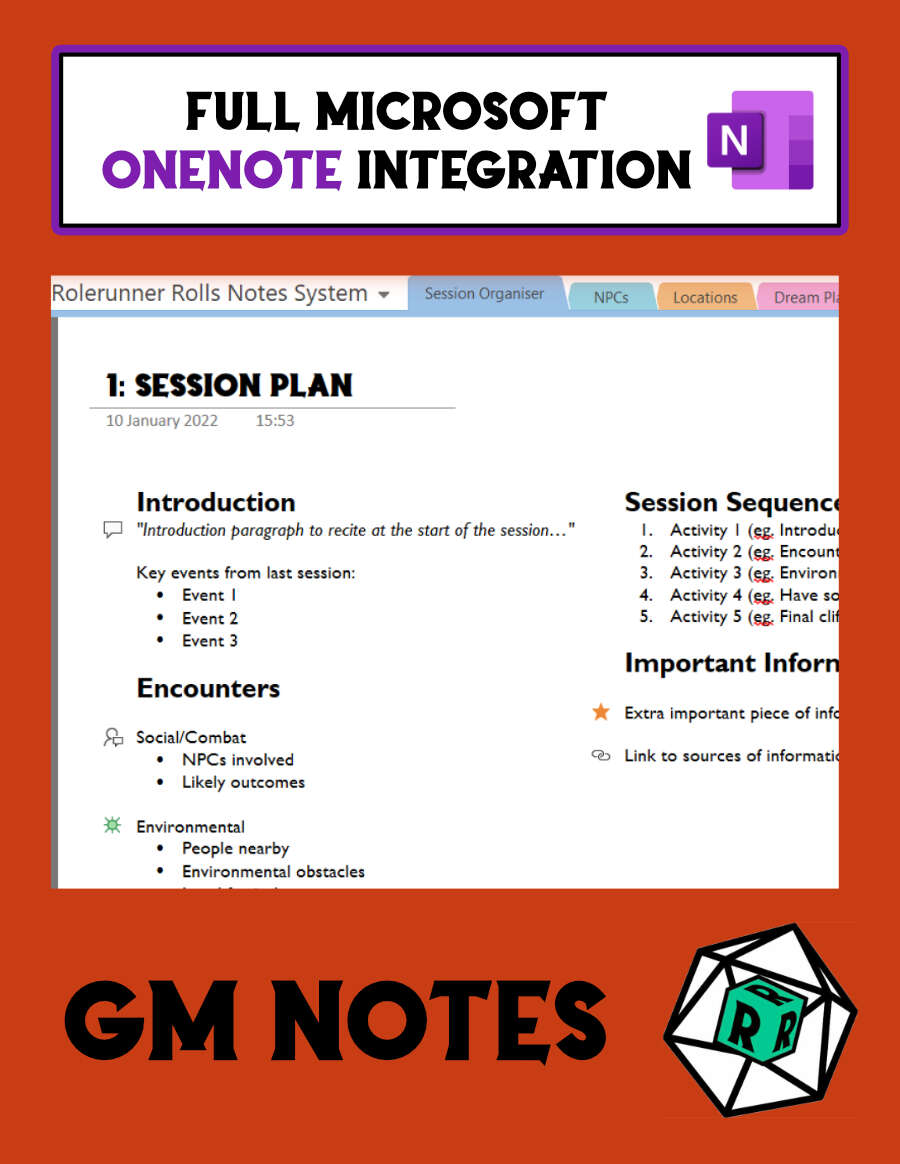 TTRPG Game Notes System - OneNote Adaptation - Rolerunner Rolls ...