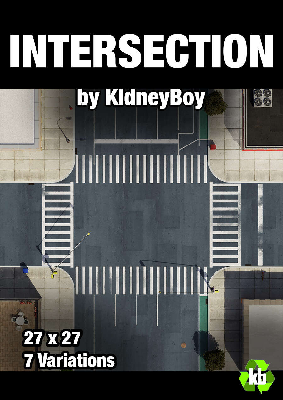 Modern Intersection Battlemaps - KidneyBoy | DriveThruRPG