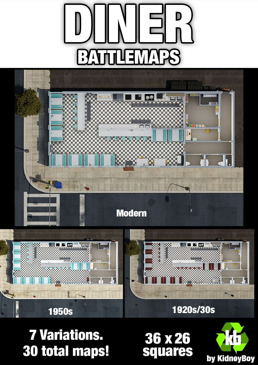 Diner Battlemaps - KidneyBoy | DriveThruRPG
