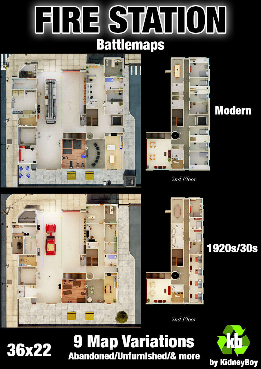 Fire Station Battlemaps - KidneyBoy | DriveThruRPG