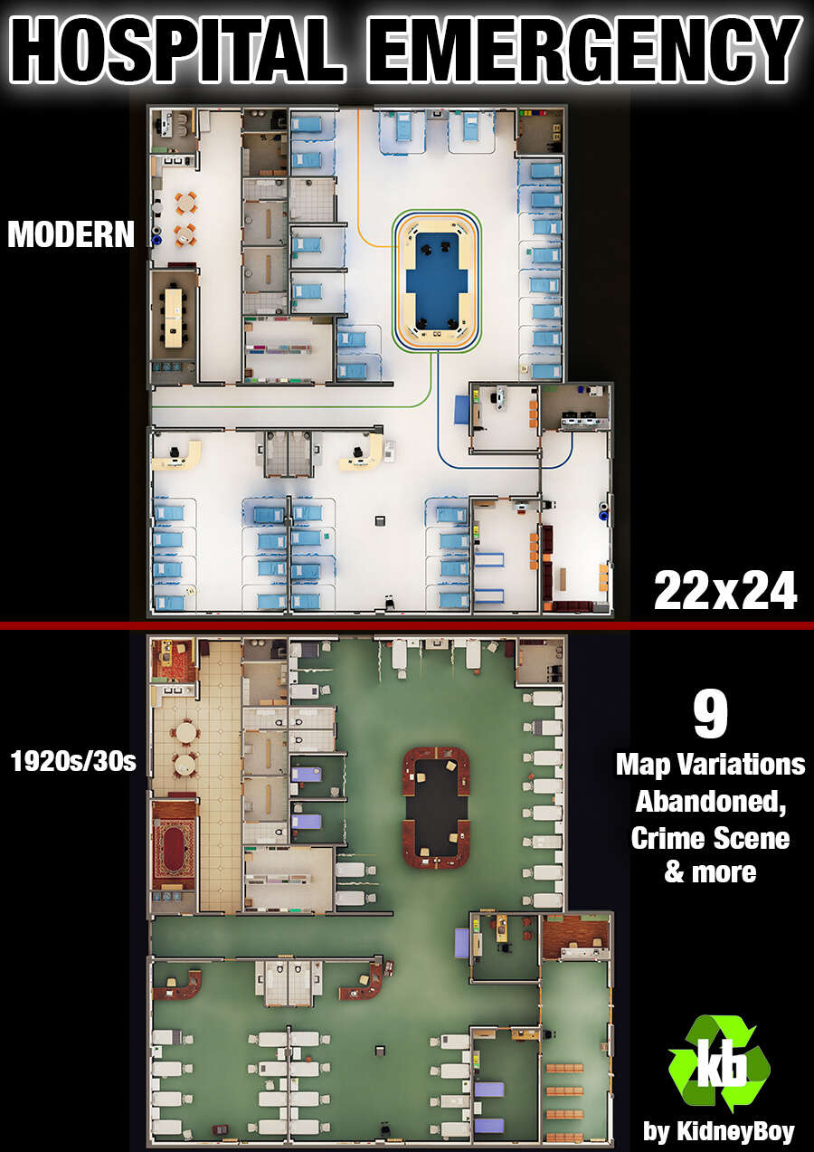 Hospital Emergency Battlemaps - KidneyBoy | DriveThruRPG