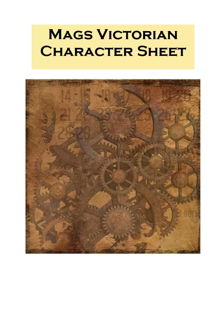 MAGS Victorian Character Sheets - Game Mechanics Press | DriveThruRPG
