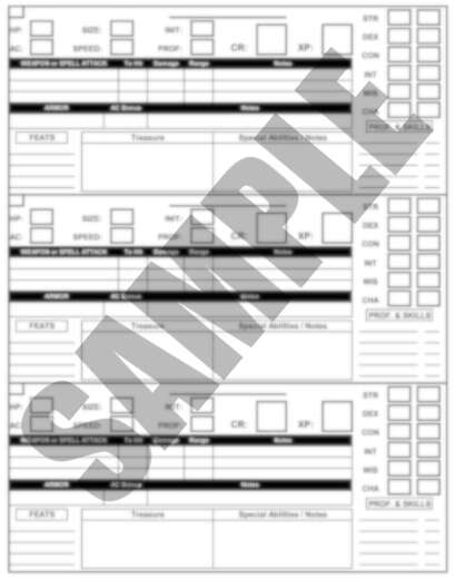 Statblock Sheet - The Erasmas Expeditions | DriveThruRPG