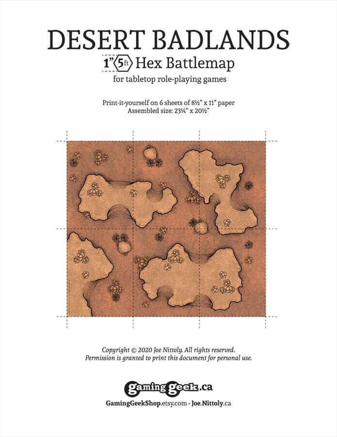 Desert Badlands Hex Battle Map - Gaming Geek Shop | DriveThruRPG