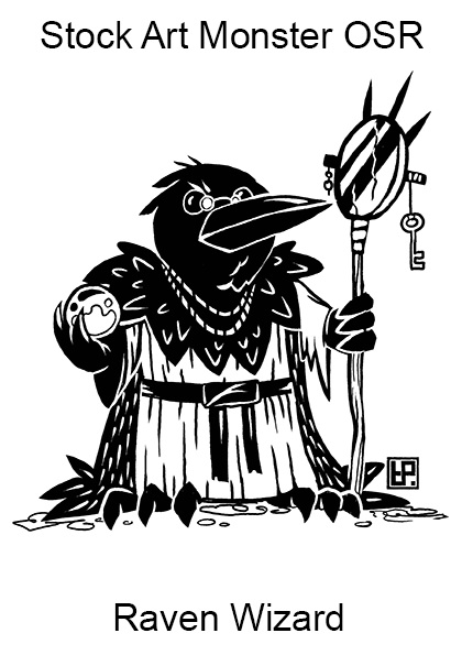 Stock Art Monster OSR - Raven Wizard - Black Skull Cult | DriveThruRPG