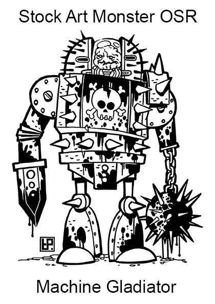 Stock Art Monster OSR - Machine Gladiator - Black Skull Cult | DriveThruRPG