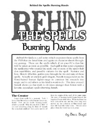 Behind the Spells: Burning Hands - Tricky Owlbear Publishing | DriveThruRPG