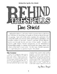 Behind the Spells: Fire Shield - Tricky Owlbear Publishing | DriveThruRPG