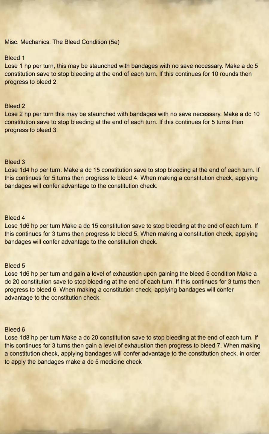 Misc. Mechanics: The Expanded Bleed Condition (5e) - Osiris | DriveThruRPG