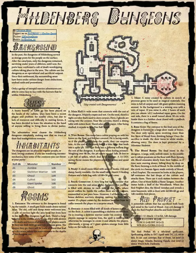 EQO5 Hildenberg Dungeons - One Page One-Shot - Christian Blair ...