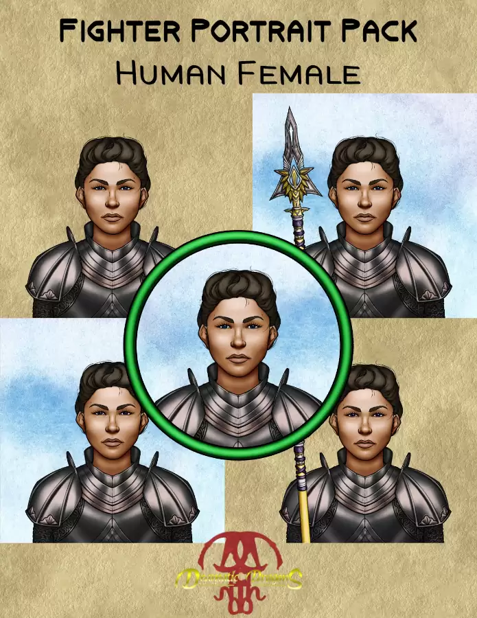 Fighter Portrait Pack - Human Female (60) - Dramatic Dragons | DriveThruRPG