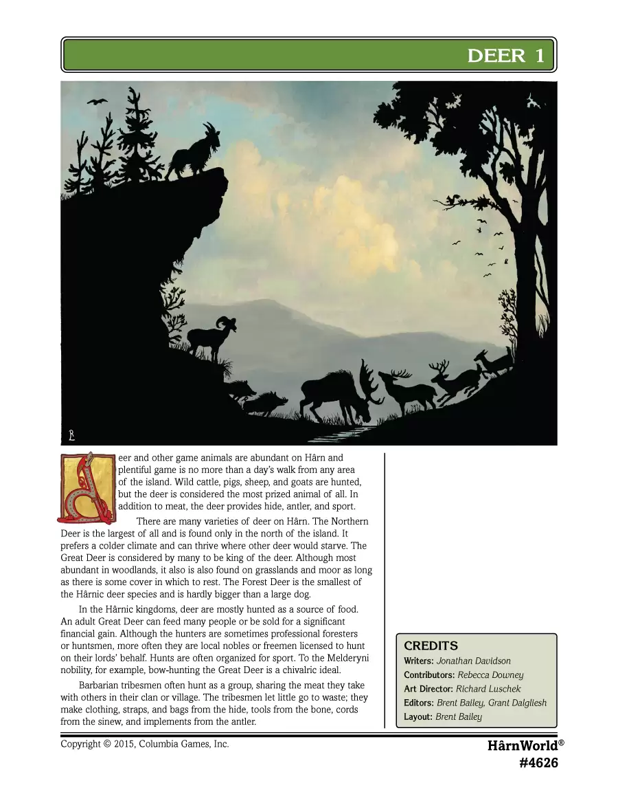 Deer - Columbia Games Inc. | Bestiary | Value Material | DriveThruRPG