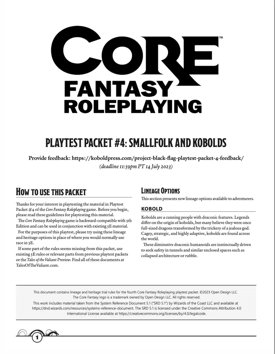 Project Black Flag Playtest Packet 4: Kobolds and Smallfolk - Kobold ...