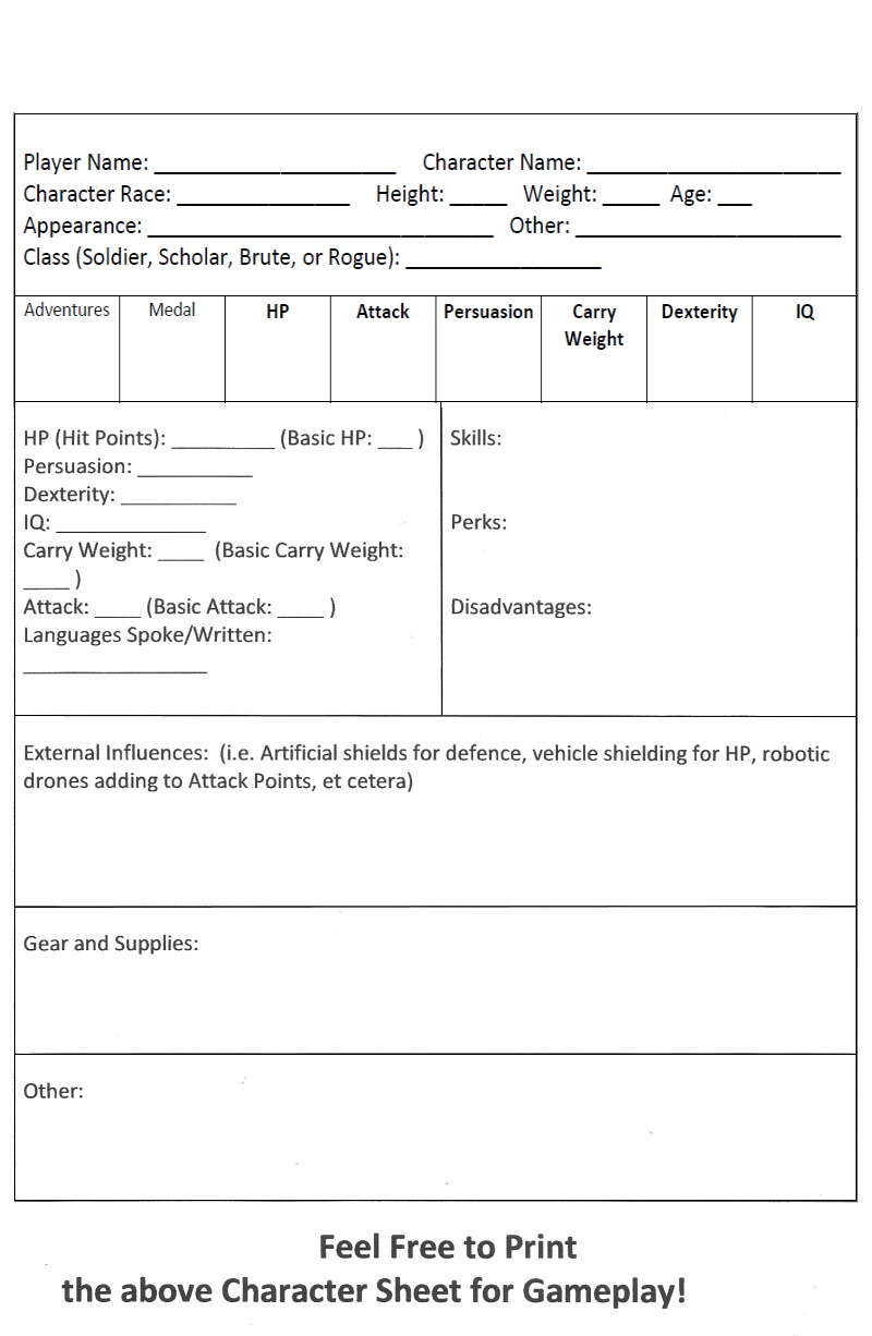 Character Sheet for Beacon of Doom - Seth Giolle | DriveThruRPG