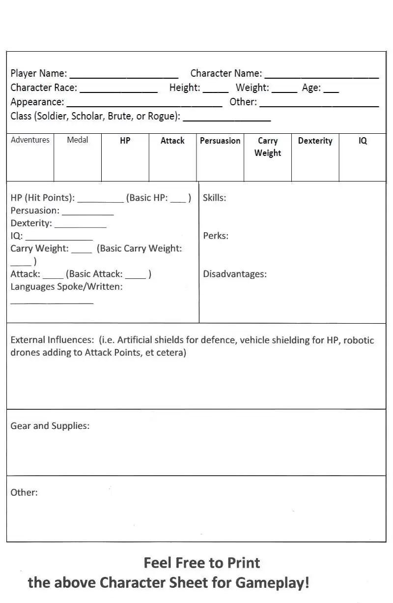 Character Sheet for Beacon of Doom - Seth Giolle | DriveThruRPG