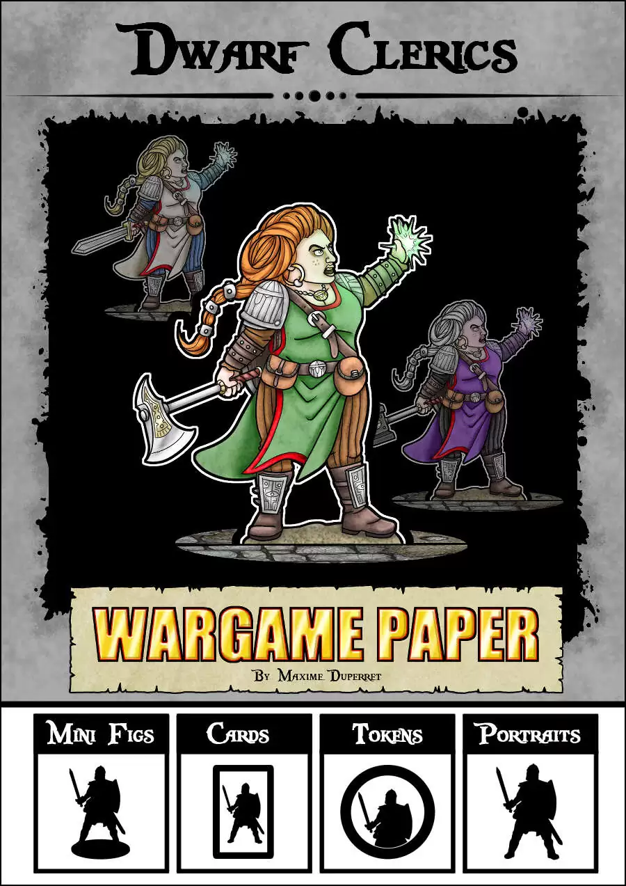 Dwarf Clerics - Customizable and Printable Paper Mini Figures and Cards ...