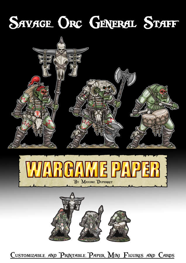 Savage Orc General Staff - Customizable and Printable Paper Mini Figures and Cards ...