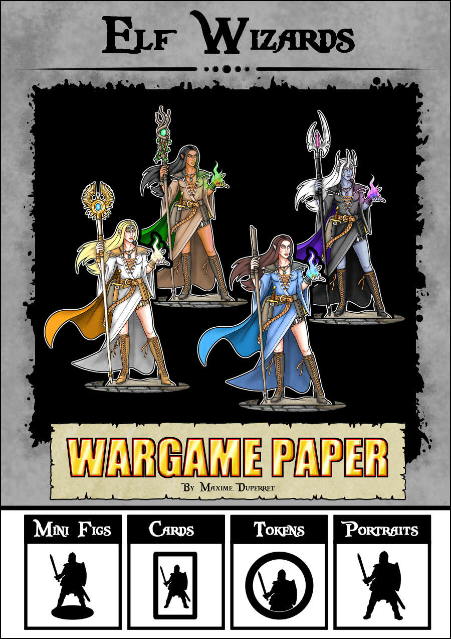 Elf Wizards - Customizable and Printable Paper Mini Figurines and Cards ...